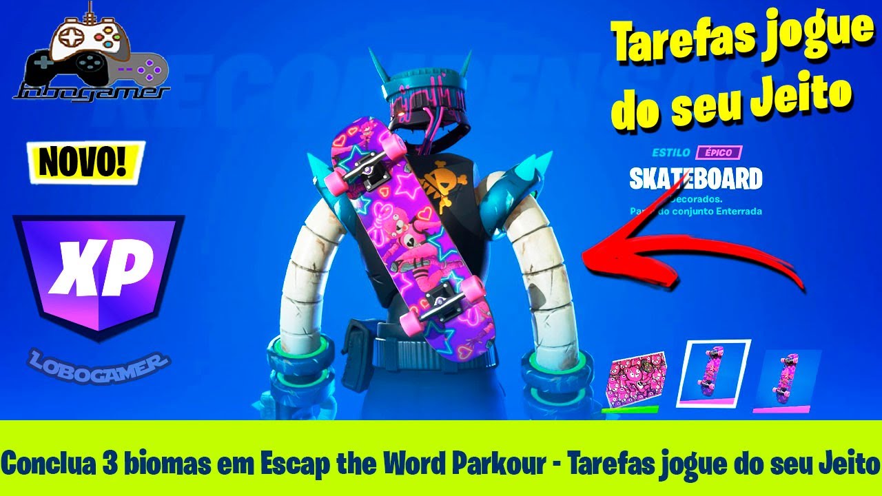 Conclua 3 biomas em Escap the Word Parkour - Tarefas jogue do seu Jeito ...
