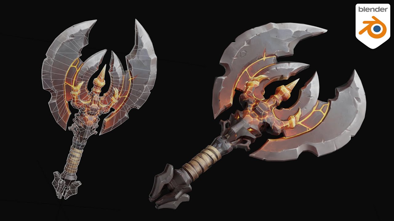 Stylized Demon Axe in Blender - Timelapse - YouTube