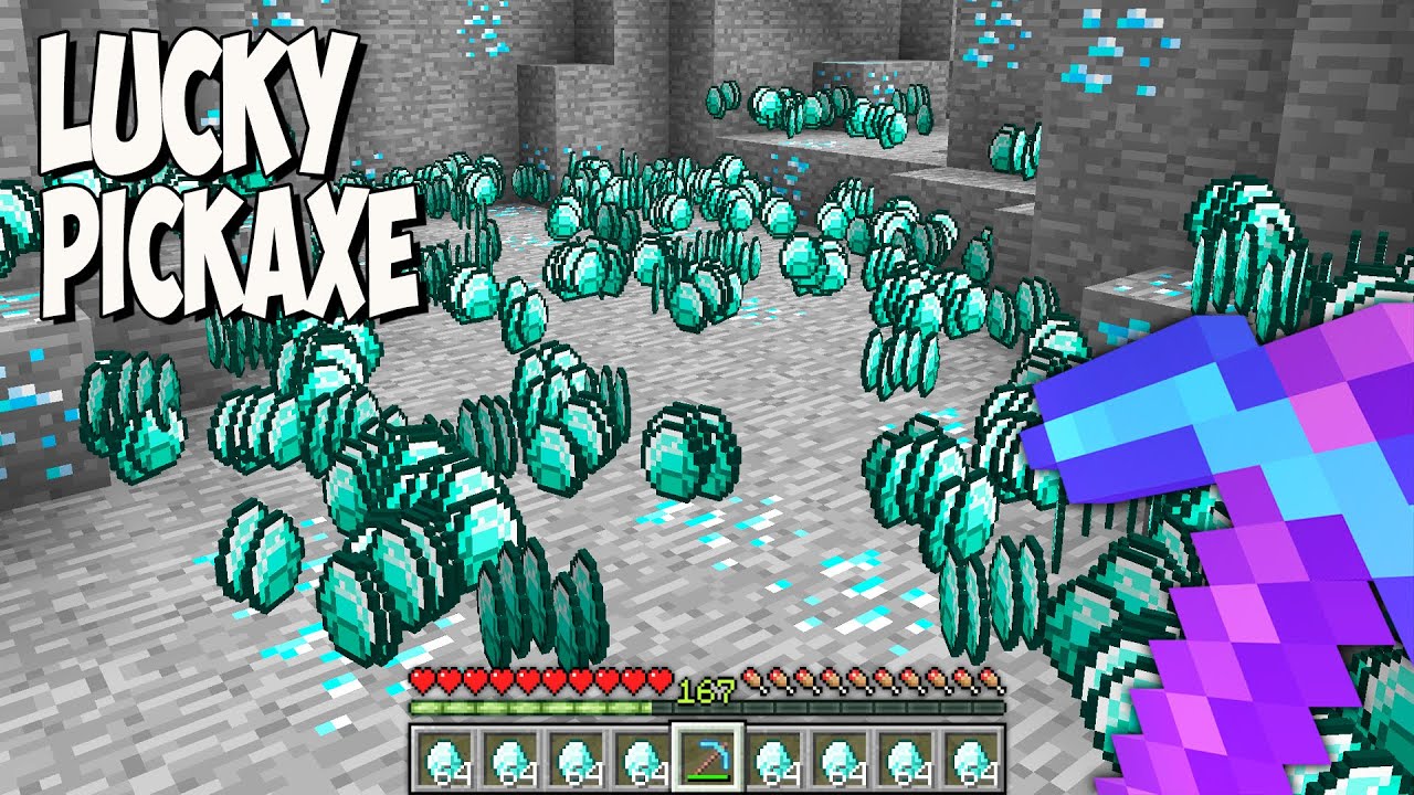 This is MOST POWERFUL and LUCKY PICKAXE in Minecraft! A LOT OF DIAMONDS ...