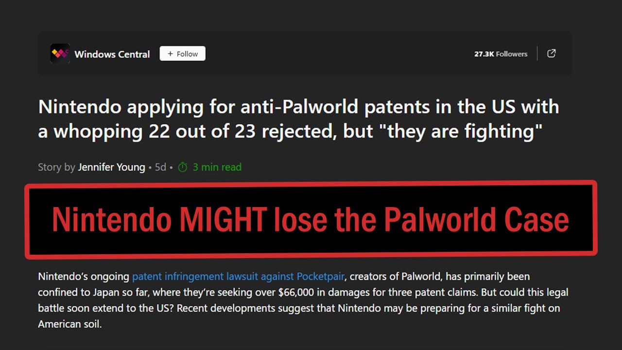 Nintendo MIGHT lose the Palworld Case - YouTube