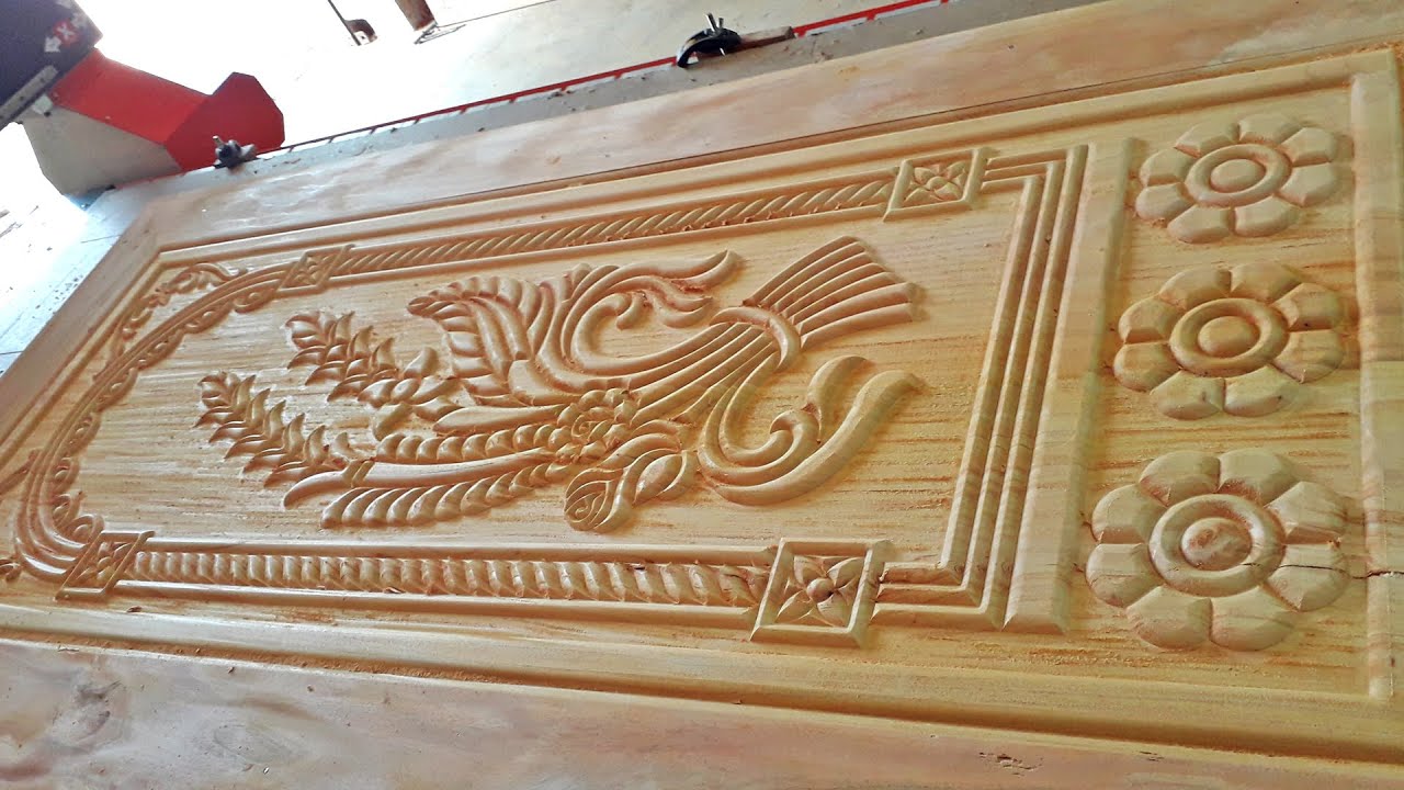 Floral Wooden Door Designing by CNC Router Machine || Main Door ...