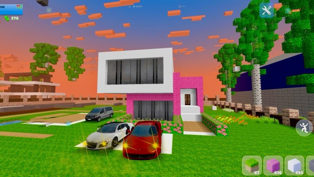 I build pink house in school party craft game easy and simple tutorial ...