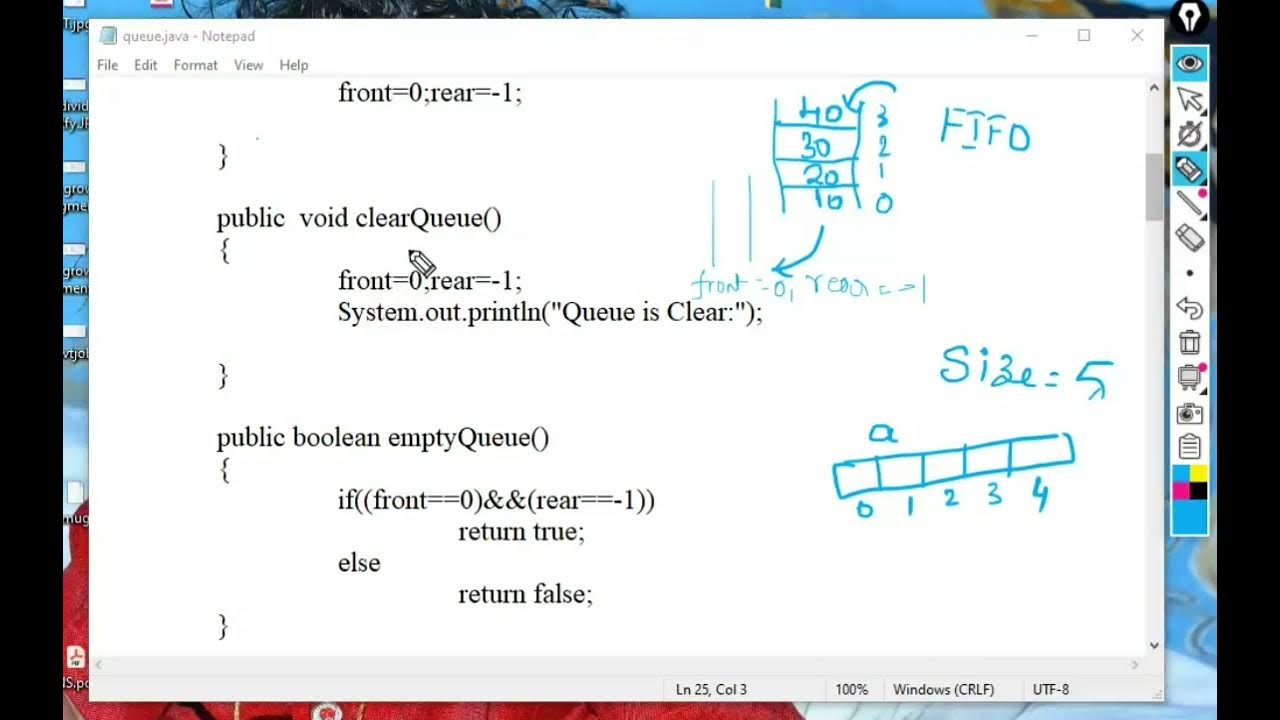 Queue with Arrays complete program in Java #datastructures #cse #semester #java #programming # ...