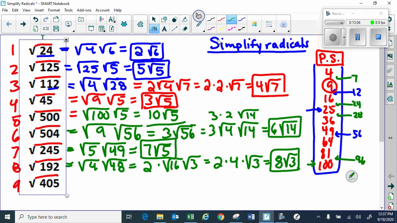 Simplify radicals & add sub radicals 22 min - YouTube