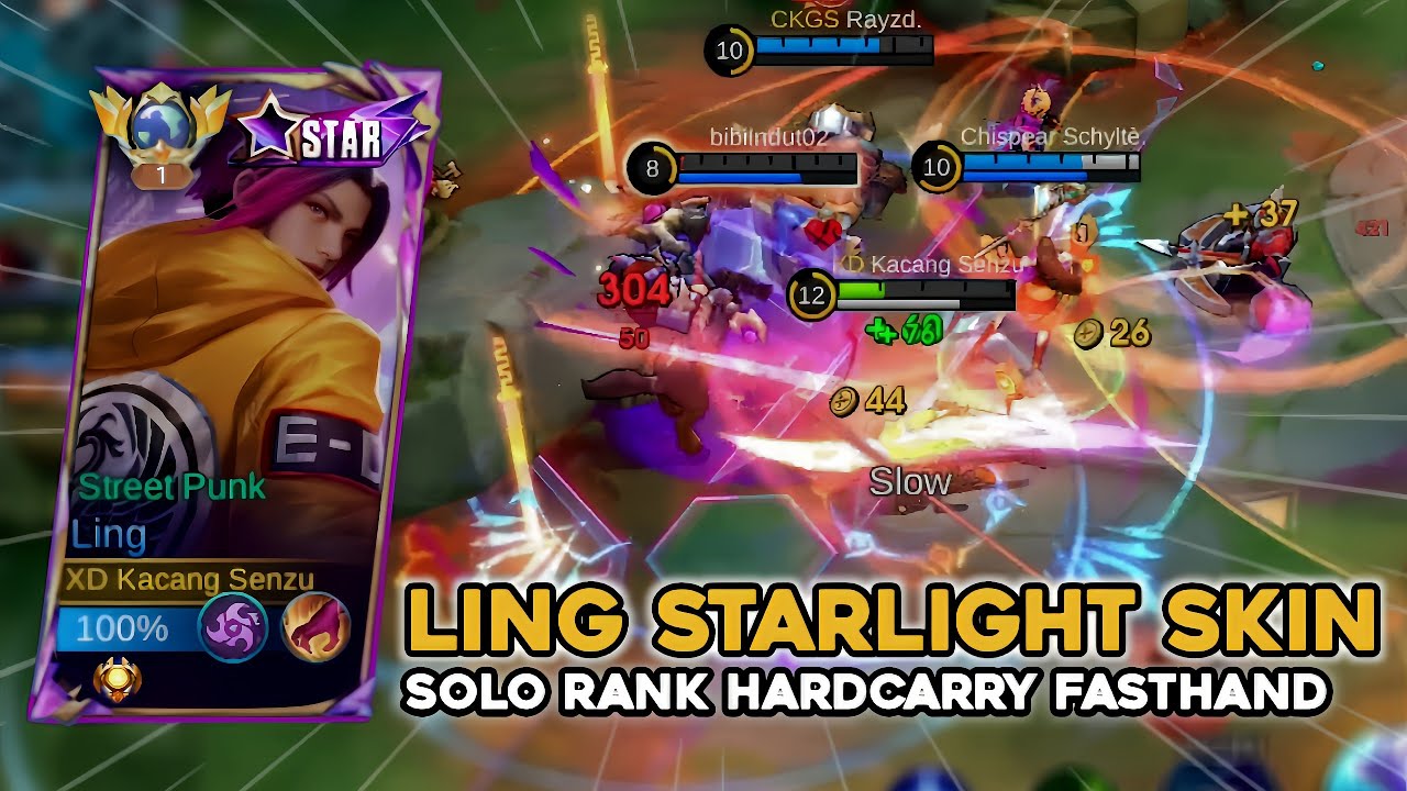 TUTORIAL SOLO RANK PAKE SKIN LING STARLIGHT!! LING STARLIGHT FASTHAND ...