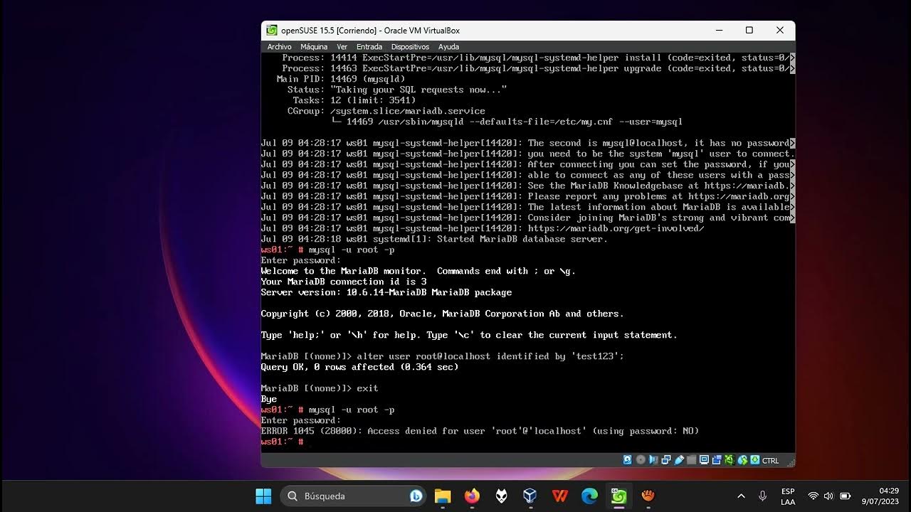 Mariadb En Opensuse 155 Crear Base De Datos Usuario Youtube