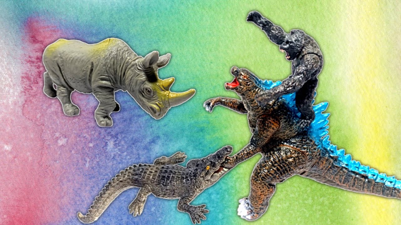 Godzilla and king kong, penguin, sapi, jerapah, badak - YouTube