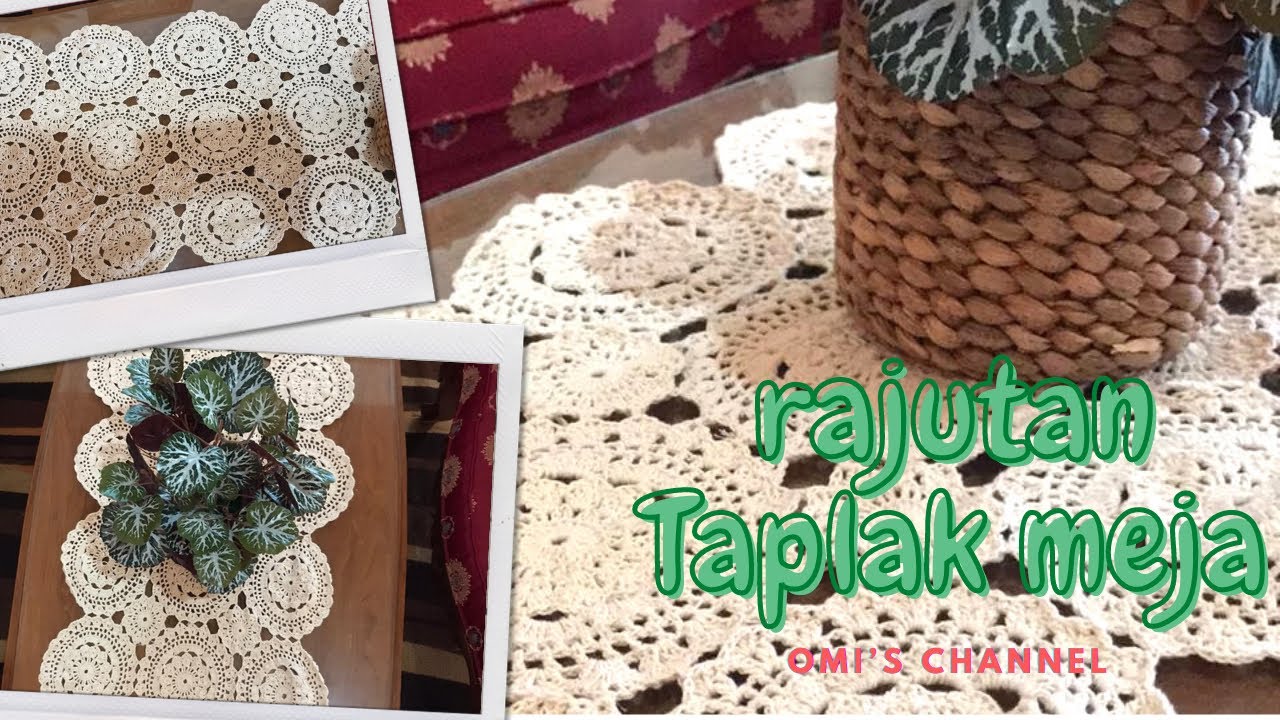 tutorial rajutan taplak meja || new desain - YouTube