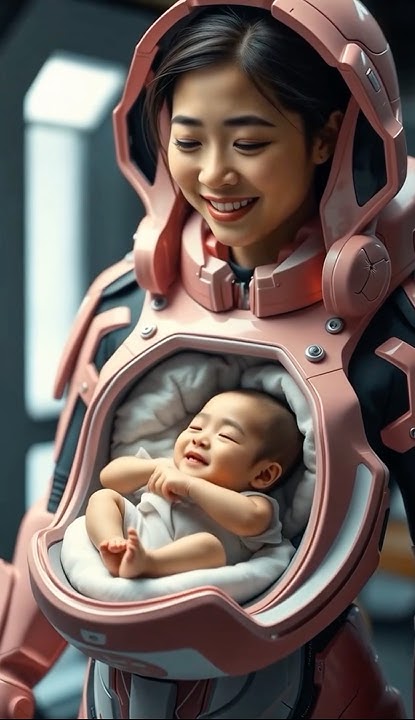 pink female robot happy to have baby 🤩💘 #ai #funny #love #happy #trending #shorts - YouTube