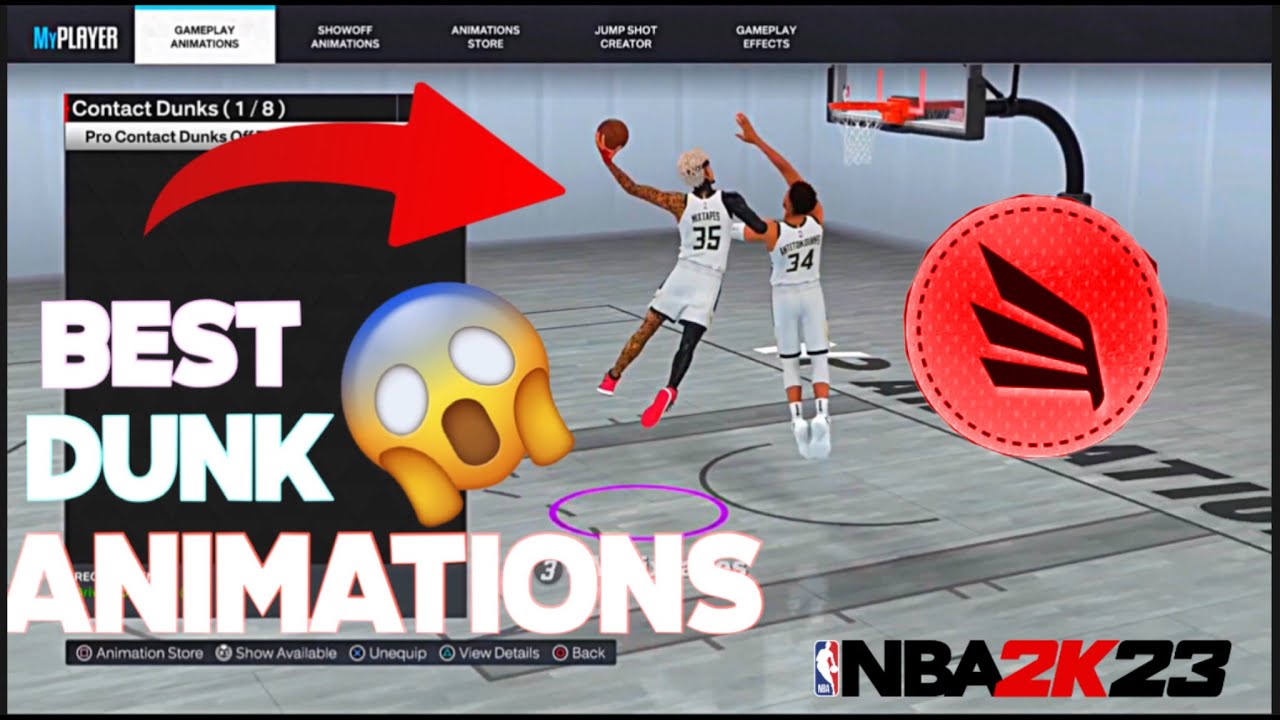 BEST DUNK ANIMATIONS + BEST BADGES ON NBA 2K23! BEST DUNK PACKAGES ...
