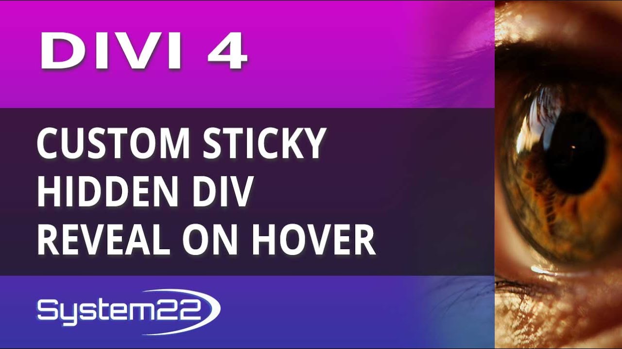 Divi 4 Theme Custom Sticky Hidden Div Reveal On Hover - YouTube