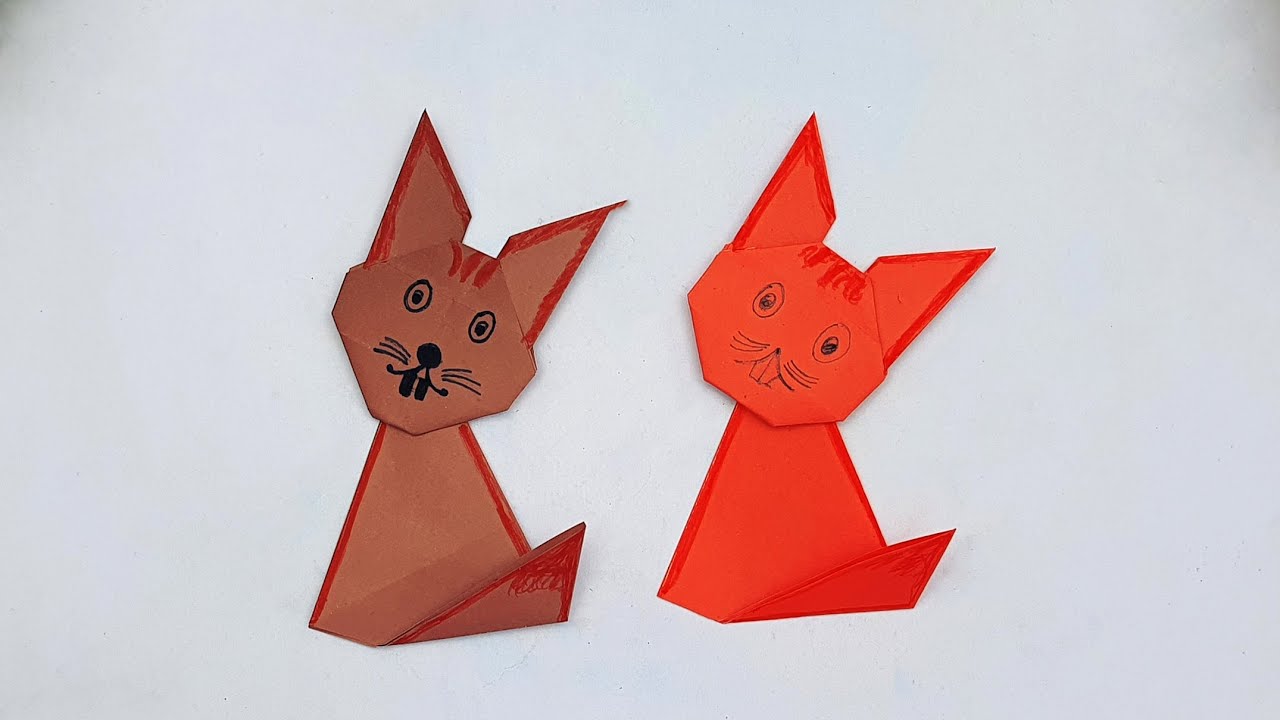 Easy To Make A Origami Paper Cat | Paper Cat Making Ideas | Paper ...