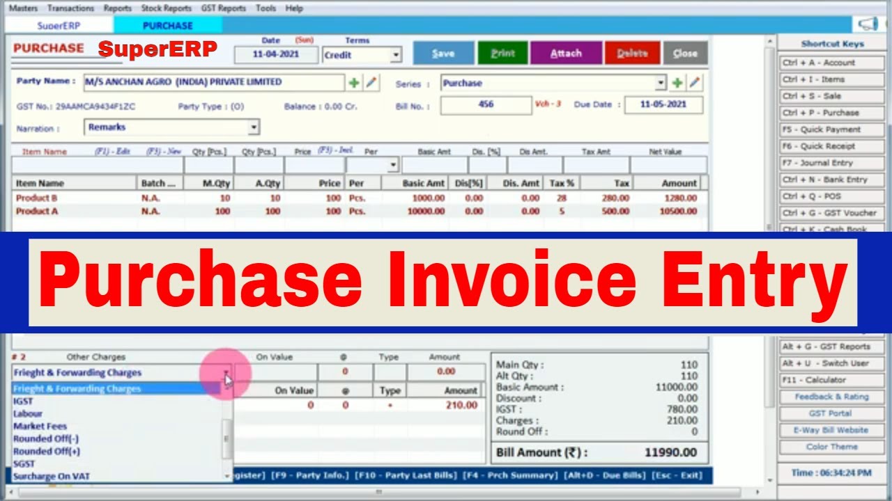 Purchase Invoice Entry Training Video for SuperERP Business Accounting ...