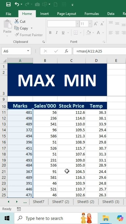 How to Use MAX and MIN Functions in Excel | Excel Tamil - YouTube