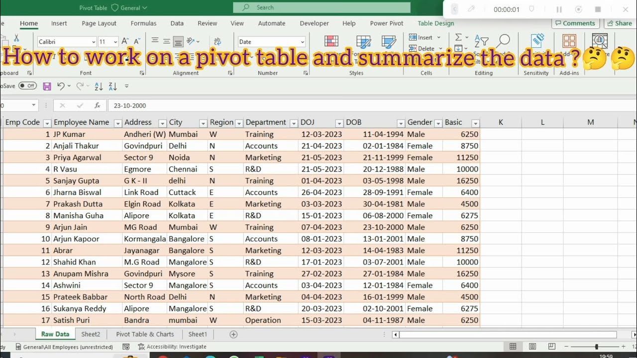 Learn How To Summarise The Data With Pivot Table And Charts 馃搳馃搱馃馃槸馃槷 Learnexcel Pivottable