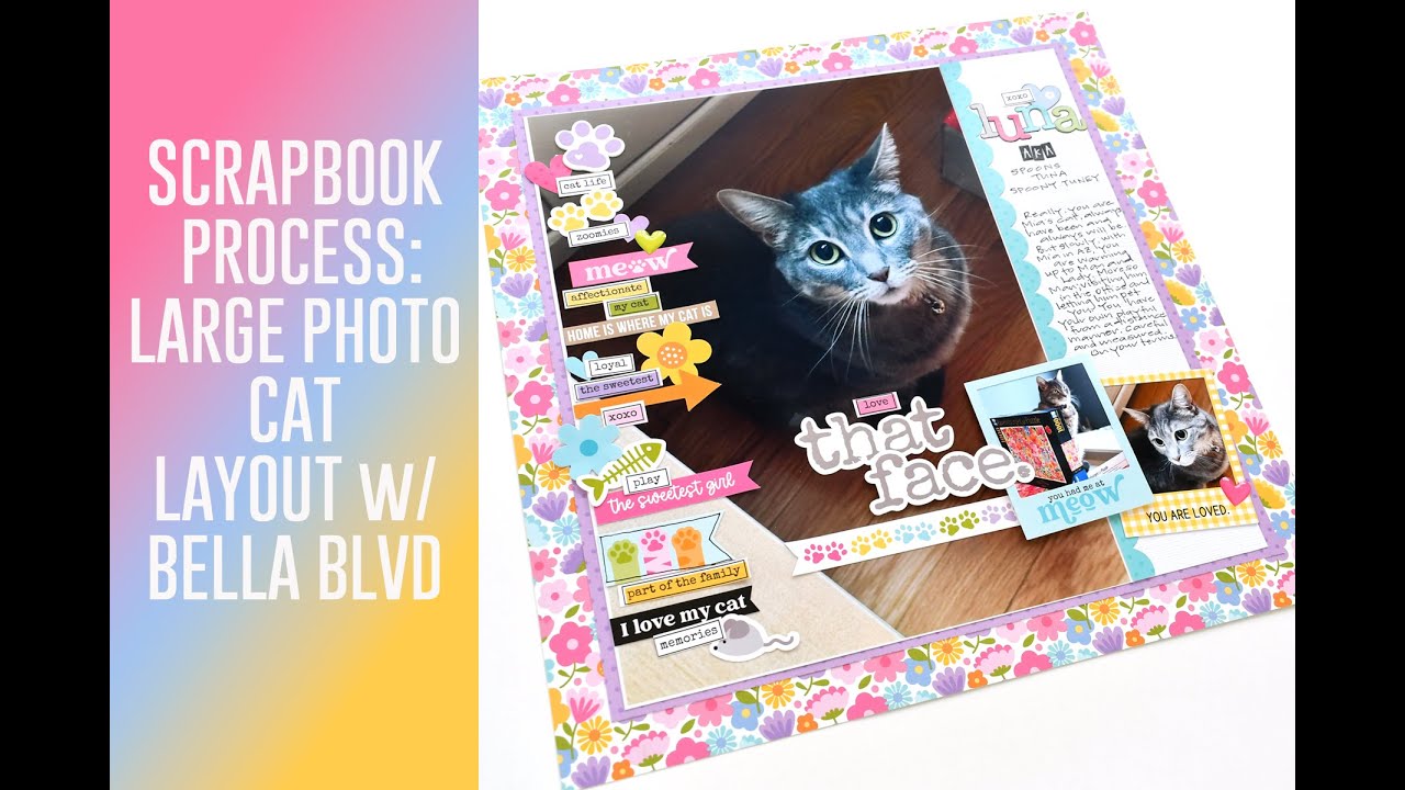 How to Make a Stunning Cat Scrapbook Layout with Bella Boulevard? - YouTube