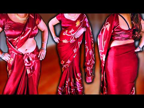 How To Drape Satin Silk Saree Perfectly || Satin Saree Draping Style ||