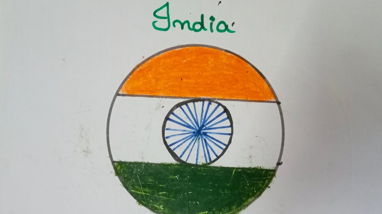 How to draw the Indian flag in a circle || भारतीय ध्वज को वृत्त में ...