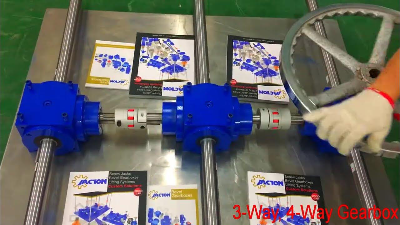 40 HP Right Angle Bevel Gearbox With 3 Keyed Shafts 1:1 Ratio 4 Keyed ...