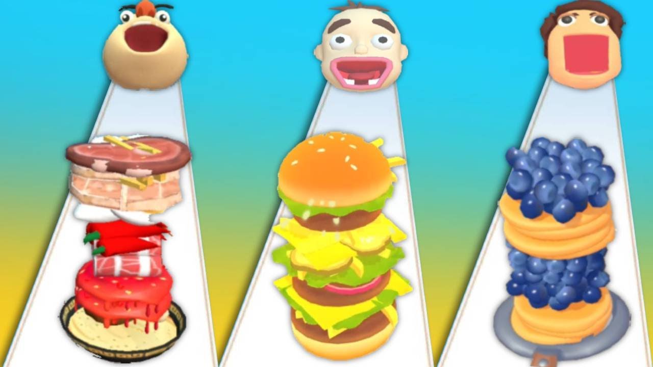 NOODLE RUN vs BURGER RUSH vs PANCAKE RUN - Gameplay All levels - YouTube