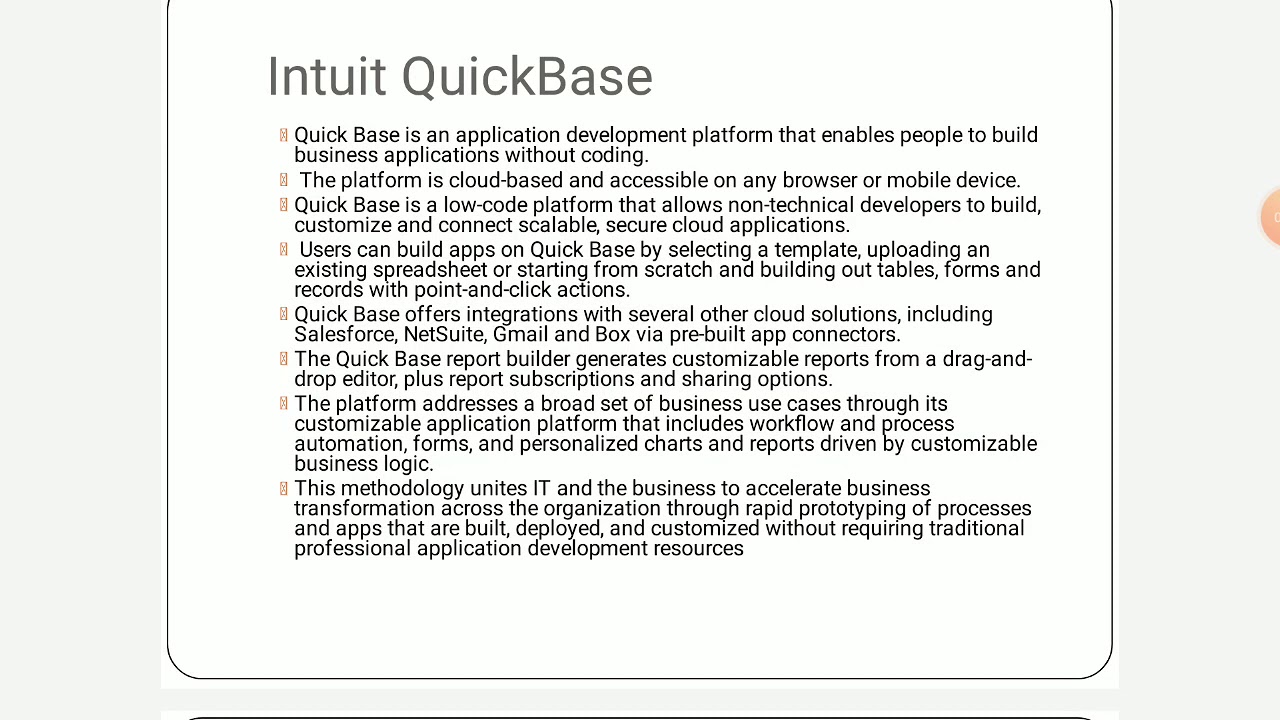 Developing application |intuit Quickbase - YouTube