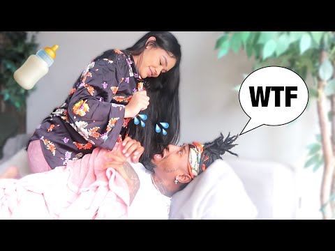 WAKING UP MY BOYFRIEND WITH BREAST MILK! *HILARIOUS*