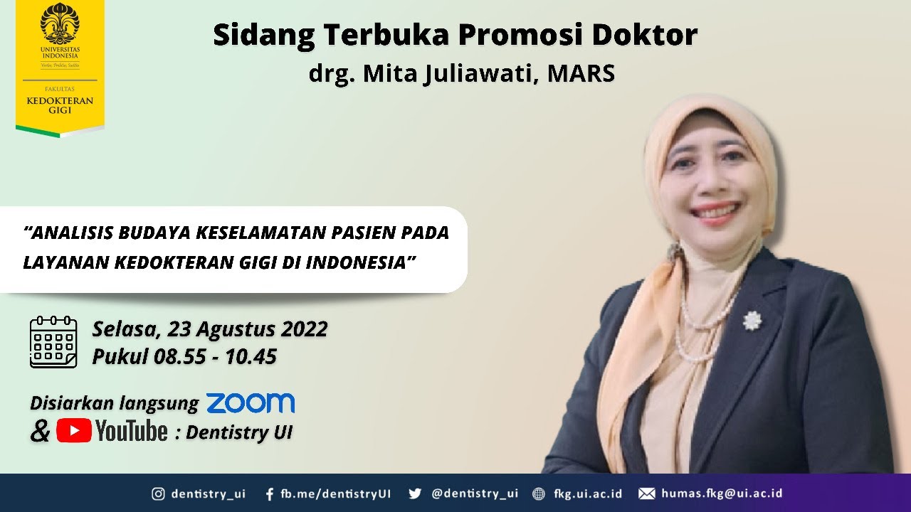 Sidang Terbuka Promosi Doktor drg. Mita Juliawati, MARS - YouTube