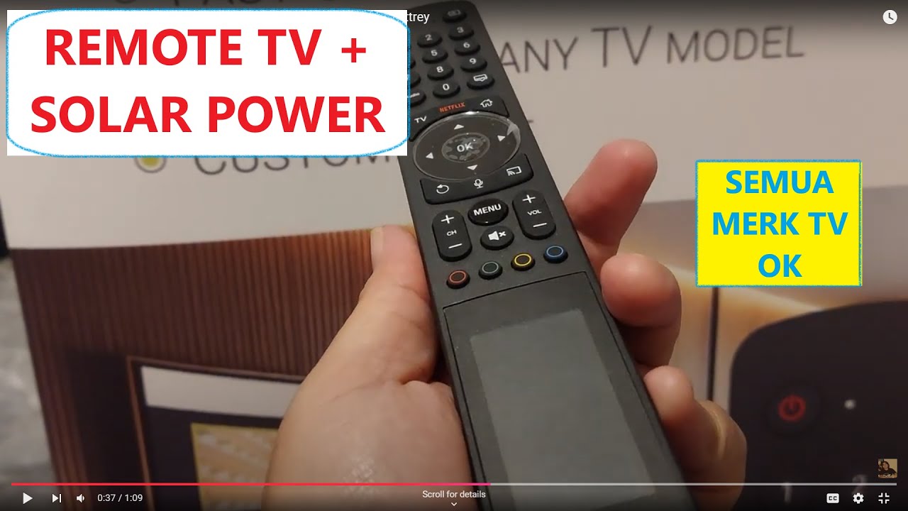 Remote TV Tenaga Cahaya Solar Power untuk semua Merk TV - No Battrey ...