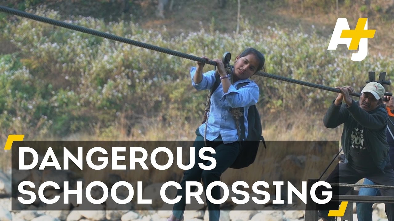Nepali Children Cable Across Rivers To Get To School - YouTube