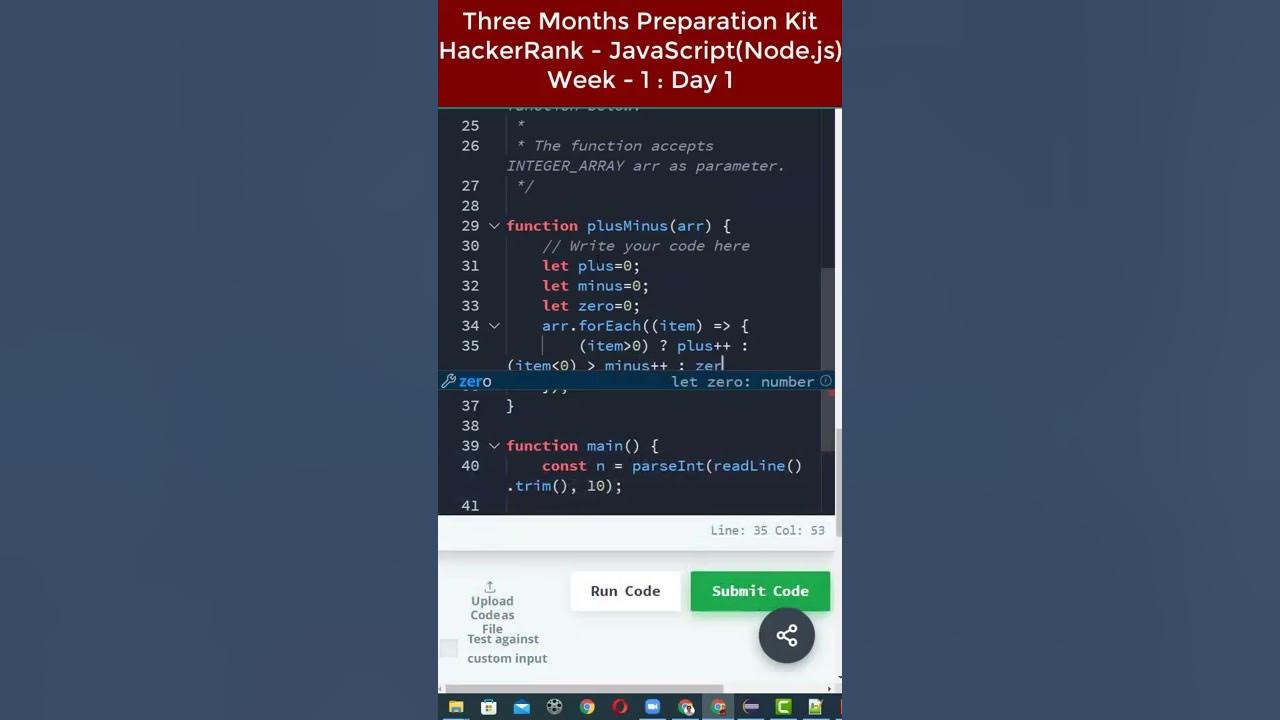 Plus Minus Three Month Preparation Kit Hackerrank Dsa Shorts Javascript Subratsir Youtube