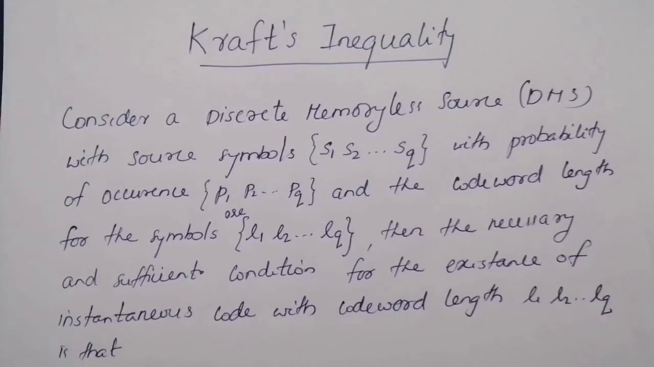 Lecture 12:Kraft's Inequality - YouTube