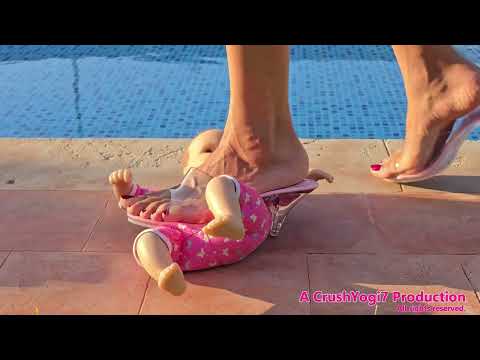 Two Toy Baby Doll Trample Pool Side High Heels Crush Casual Walkover Crush Fetish #asmr #crush #cute
