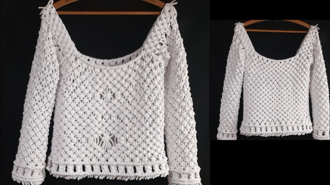 DIY Tutorial SUÉTER en MACRAMÉ. Step by step macrame sweater. - YouTube