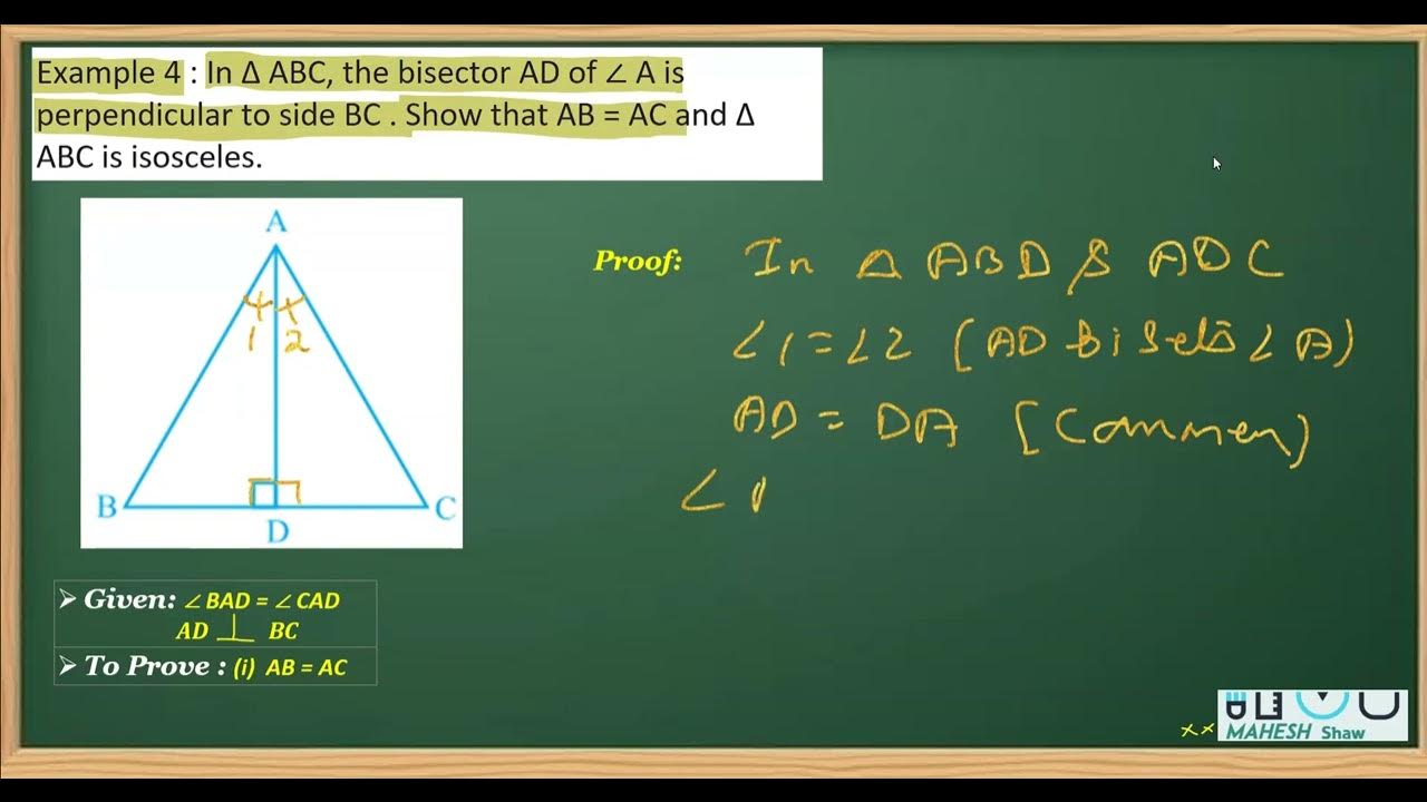 In ∆ ABC, the bisector AD of ∠ A is perpendicular to side BC see Fig 7 27 Show that AB = AC and ...