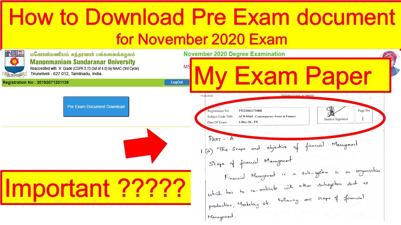 Sample Answer Booklet | How to download Pre Exam document | November ...