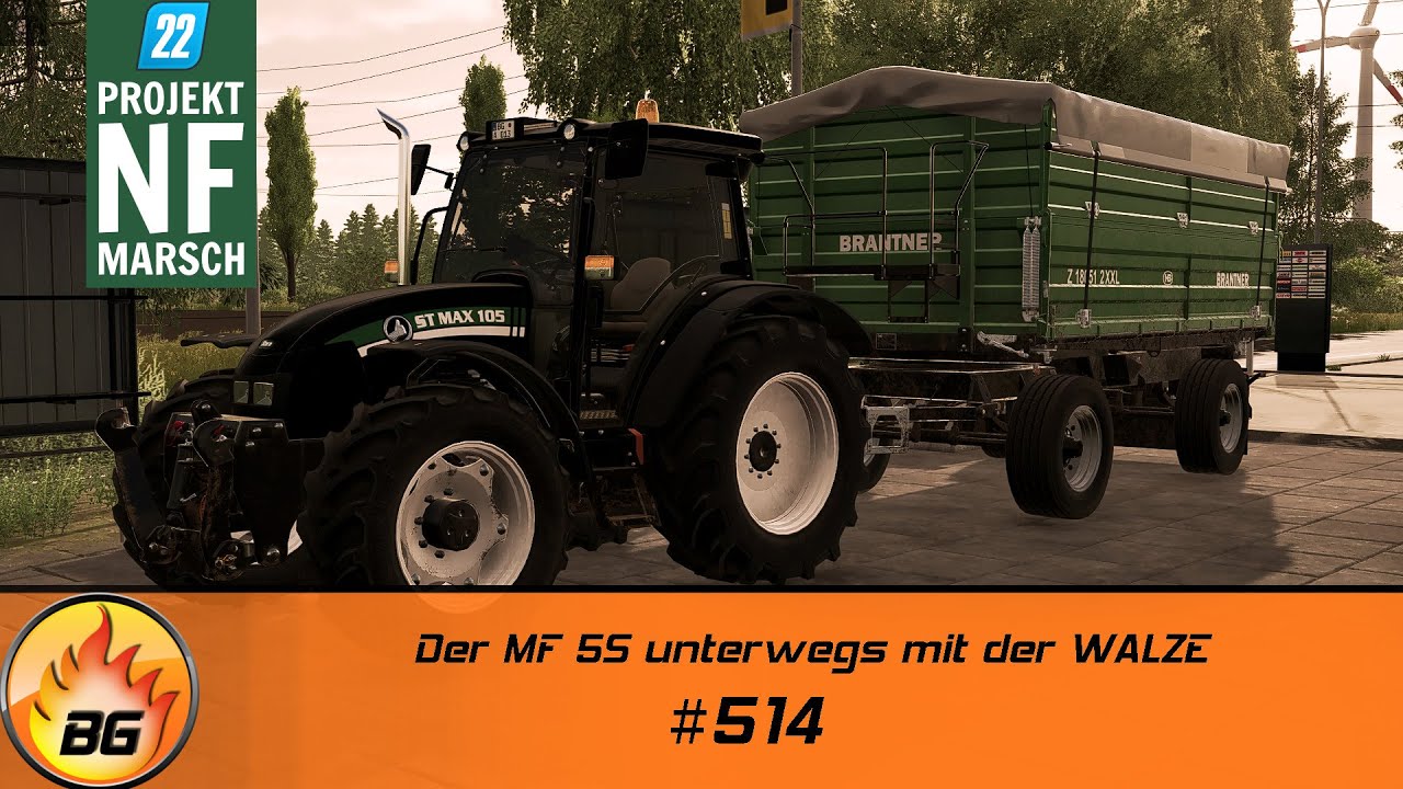 LS22 NF Marsch #514 | Der MF 5S unterwegs mit der WALZE | FARMING ...