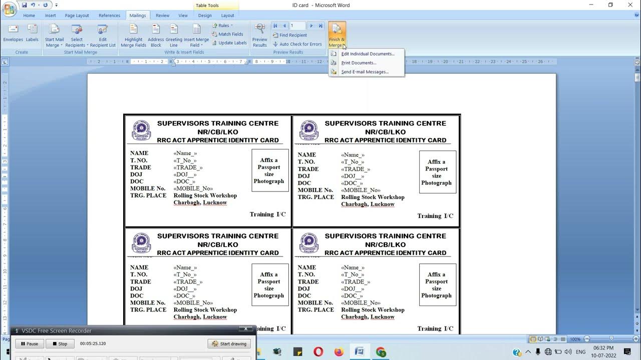 Automatic ID card using excel data |Create multiple id card in ms word ...
