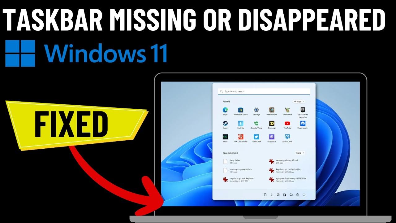 How to Fix Taskbar Missing or Disappeared in Windows 11 (Quick Fix) - YouTube
