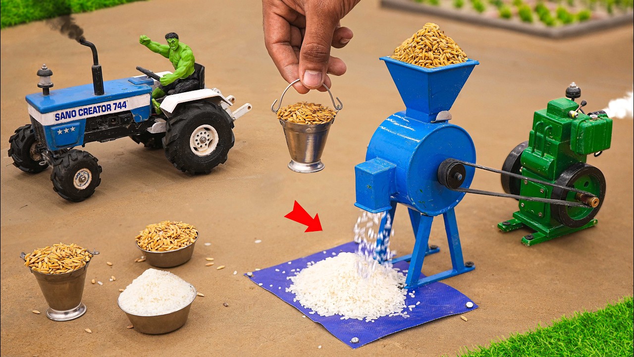 diy tractor mini rice processing mill machine science project ...