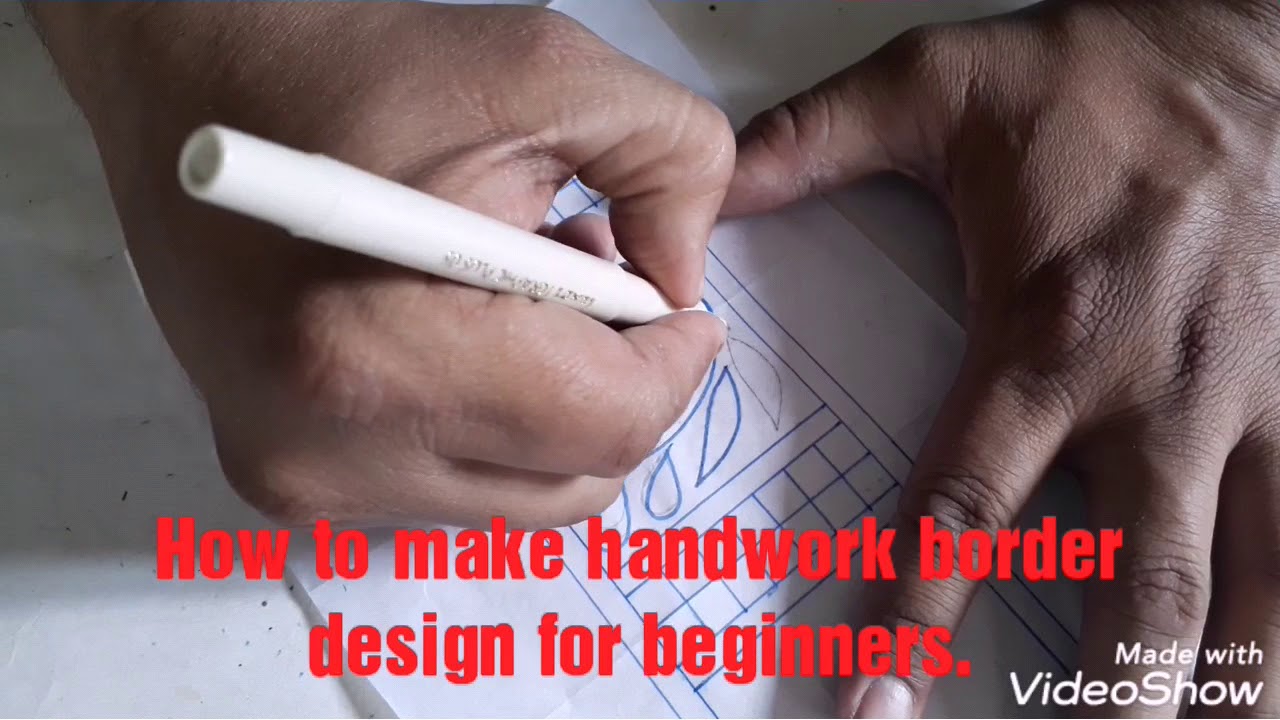 How to draw handwork border design with trasing paper for beginners ...