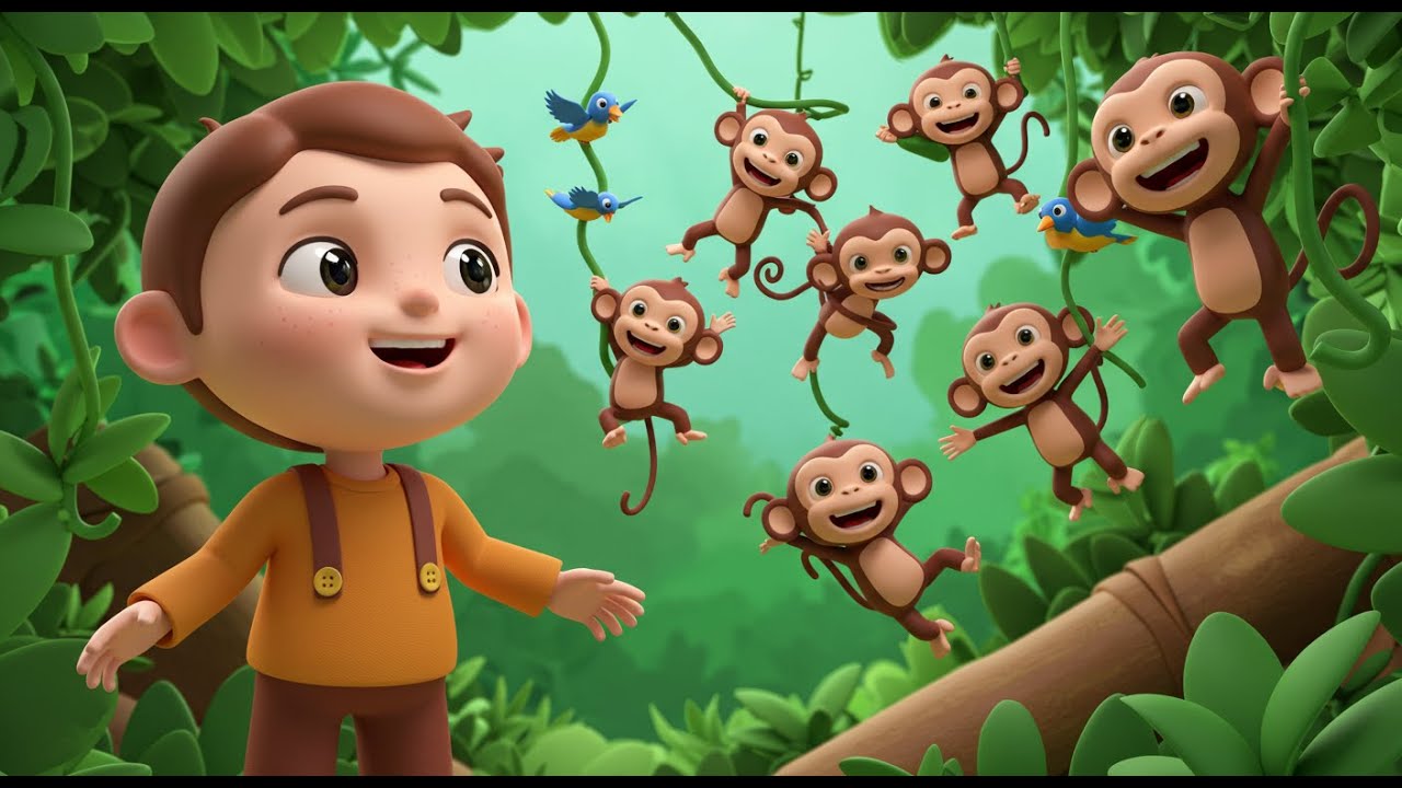 Ten Little Monkeys Swing and Play | Fun Counting Song for Kids ...