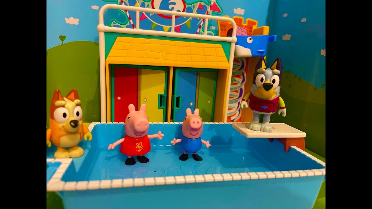 BLUEY & PEPPA POOL PARTY | FUN LEARNING VIDEOS FOR KIDS | PRETEND PLAY ...
