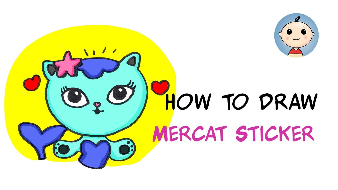 How to Draw Mercat Sticker from Gabby's DollHouse. Step by Step - YouTube