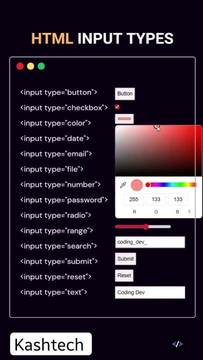 All input tags in HTML #webdevelopment #html5 #coding #top10 #trending #easy #vscode #series ...