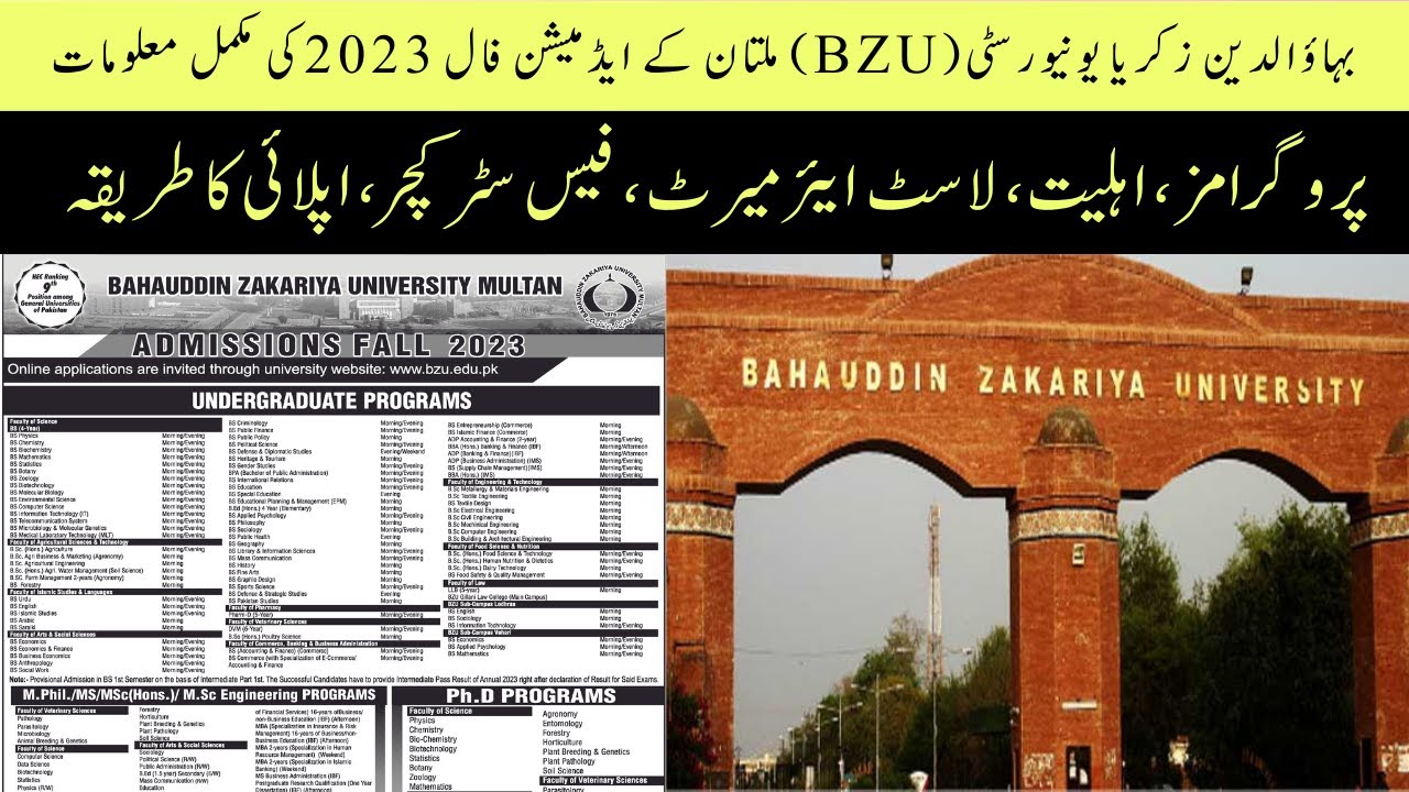 Bahauddin Zakariya University (BZU) Multan | Complete information about ...