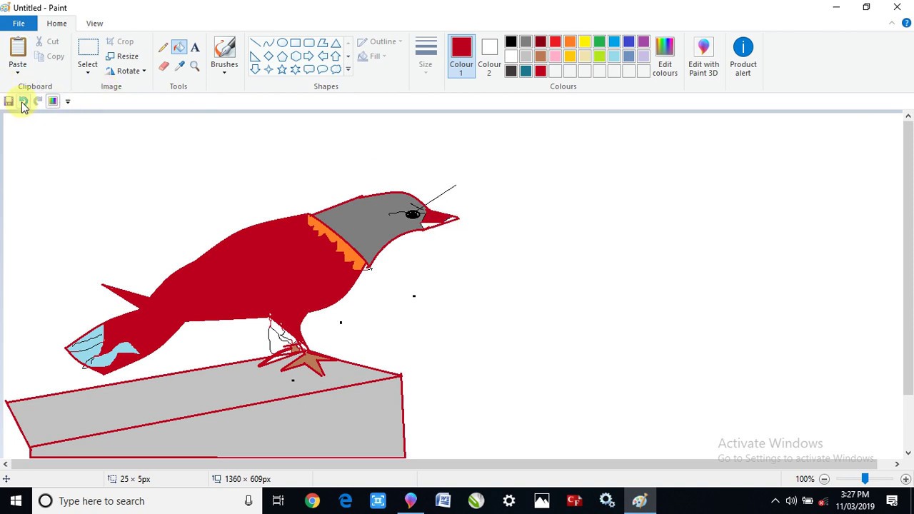 drawing of a bird using ms paint - YouTube