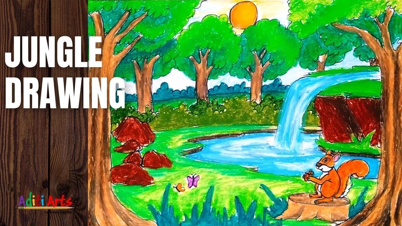 Jungle Drawing with Animals | Jungle Drawing | Jungle Drawing Easy ...