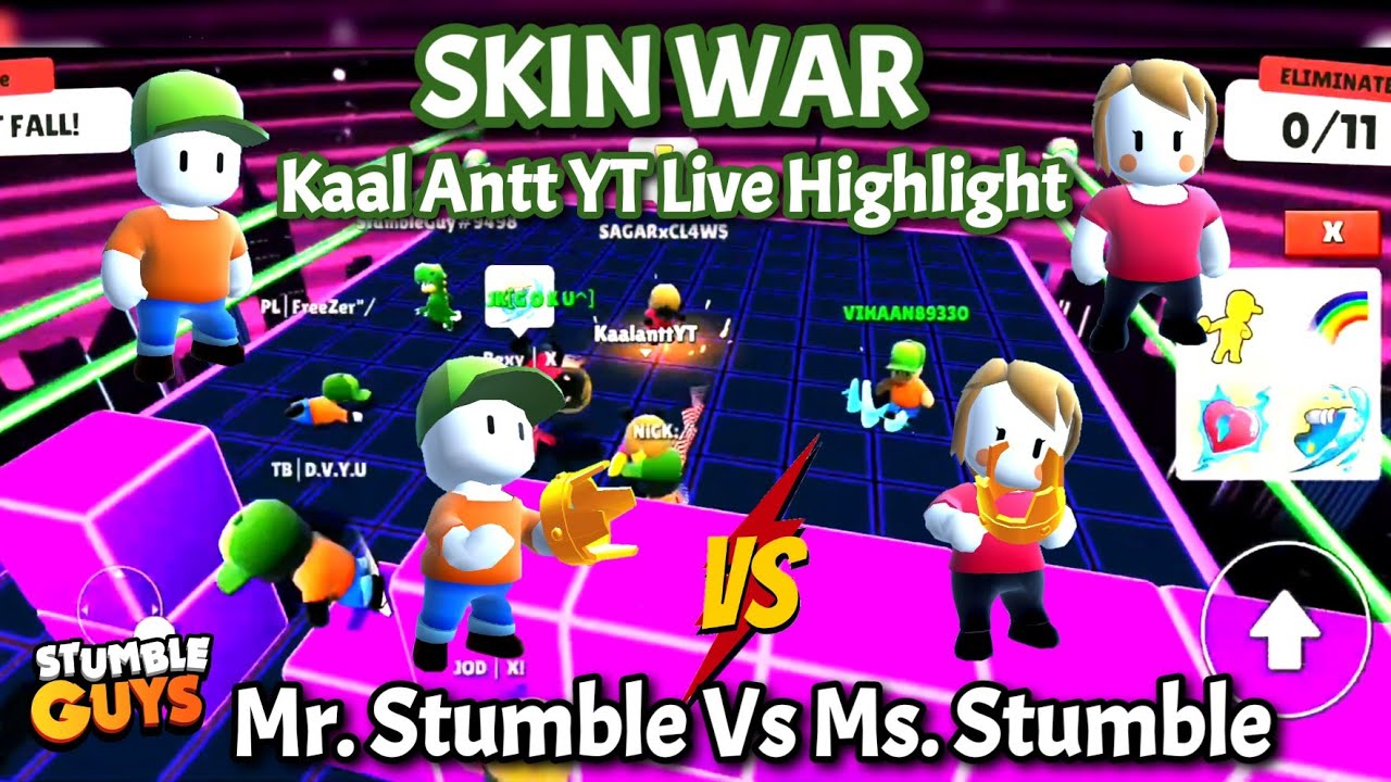 Skin War Mr Stumble Vs Ms Stumble | Block Dash Map Stumble Guys ...