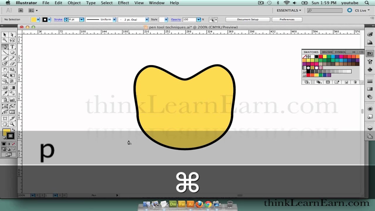 Adobe illustrator CS5 tutorials lessons pen tool techniques demo draw ...