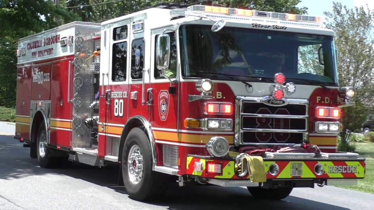 Columbia Borough Fire Department Engine 80 & Rescue 80 Responding - YouTube